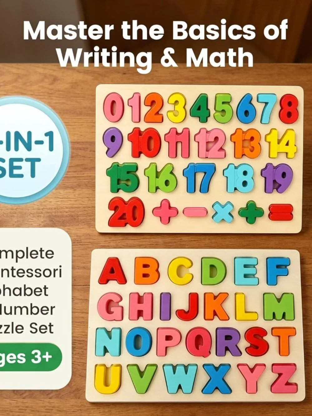 Toys | Wooden Puzzles For Toddlers Alphabet And Number Shape Puzzle ...